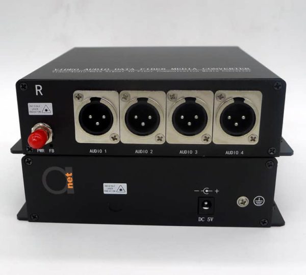 4 channels 3-pin XLR balanced audio over fiber converter